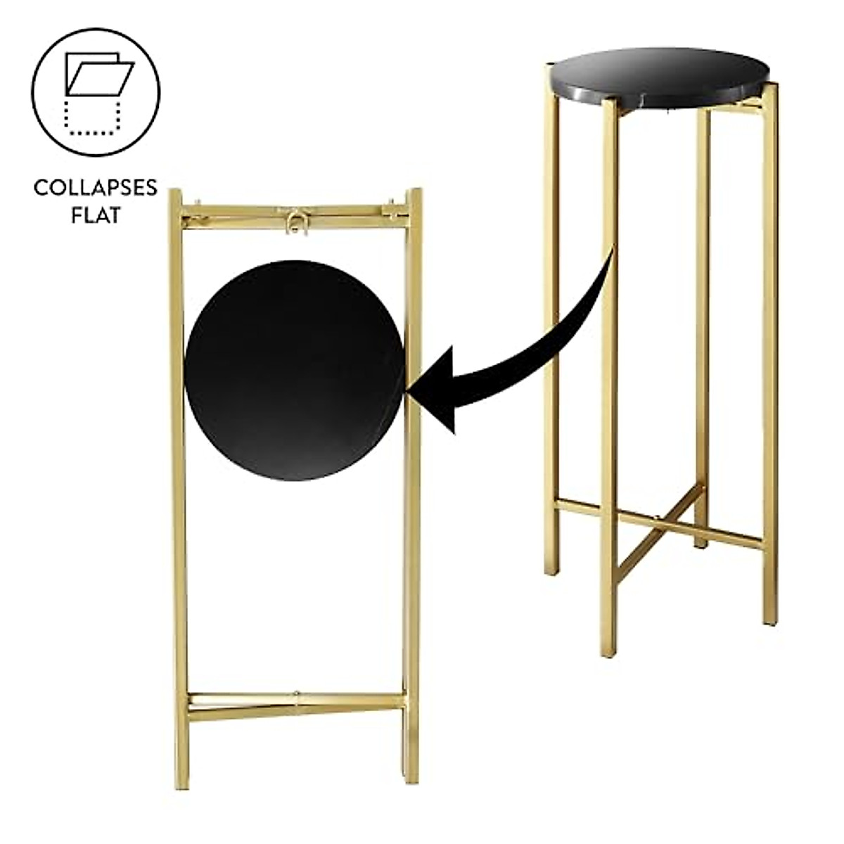 Urban Lifestyle Marble Side Drink Table, Black ‎8.5 in x 8.5 in x 22.5 in