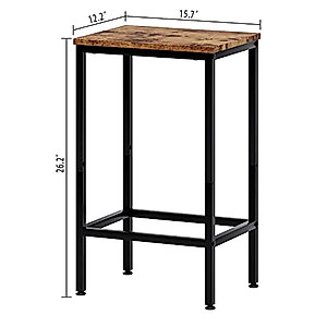 Masupu Bar stools Set of 2,Kitchen Breakfast Bar Chairs with Footrest,25.8" Barstools,Rectangular Industrial Counter Stools,Adjustable Feet, for Dining Room, Kitchen, Easy Assembly, Rustic Brown