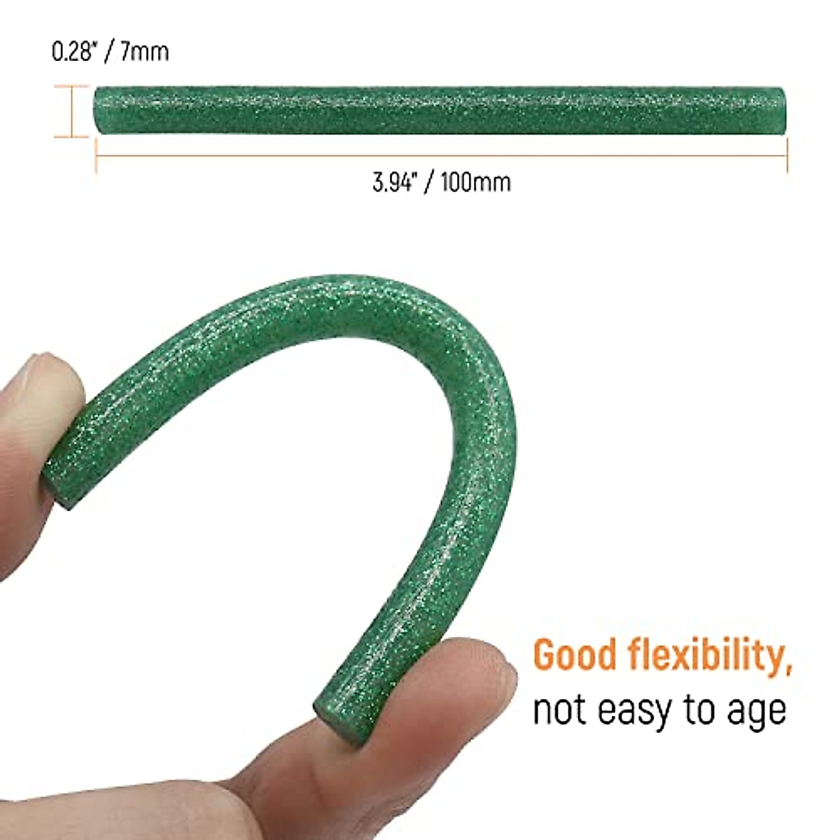 FOCMKEAS 16 PCS Mini Hot Glue Sticks 0.27" Dia. x 3.94" Long Hot Melt Glue Gun Sticks All Purpose Adhesive for Multi-Temp Hot Glue Gun Glue DIY Work， Glitter Green