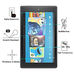 [2-Pack] Macoku All-New Fire 7 Screen Protector (2019/2017 Release -9th /7th Generation) Bubble-Free High Sensitivity Anti Fingerprint Scratch Tempered Glass/HD / 9H Hardness (2 Pack)