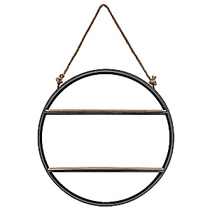 FirsTime & Co. Dark Silver Coastline Rope Wall Shelf, Wall Mounted Floating Shelf for Bedroom, Kitchen, Living Room, Bathroom, Home Office, Metal, 23.75 x 6 x 35 inches