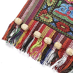 Fringe Tassel Shoulder Messenger Bag Women Hobo Shoulder Bags Crossbody Tote Handbag Retro Vintage Ethnic Style Bag (Red, One Size)