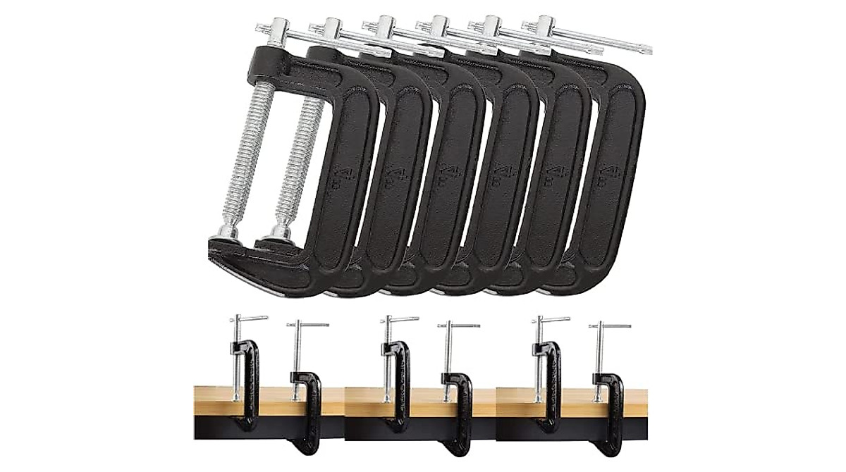 6 PCS Heavy Duty C-Clamps for Woodworking & Welding