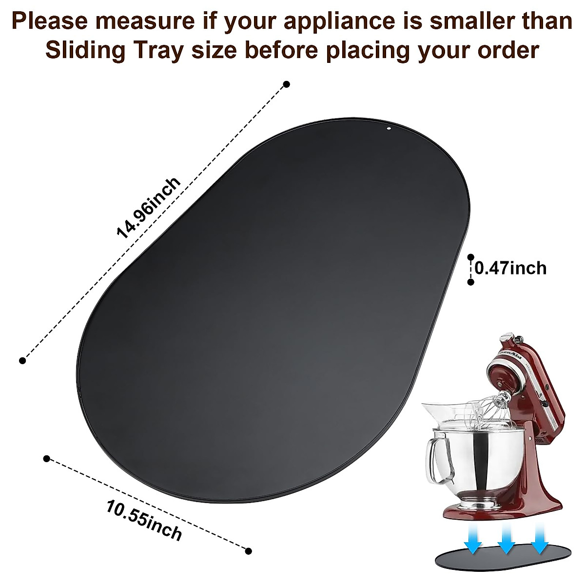 Geckowi Metal Sliding Mat for KitchenAid Stand Mixer 5-8 Qt,Sliding Tray Slide Tray Mixer Mover Mixer Slider for Bowl-Lift Stand Mixer, KitchenAid Artisan Bowl-Lift Mixer, KitchenAid Classic