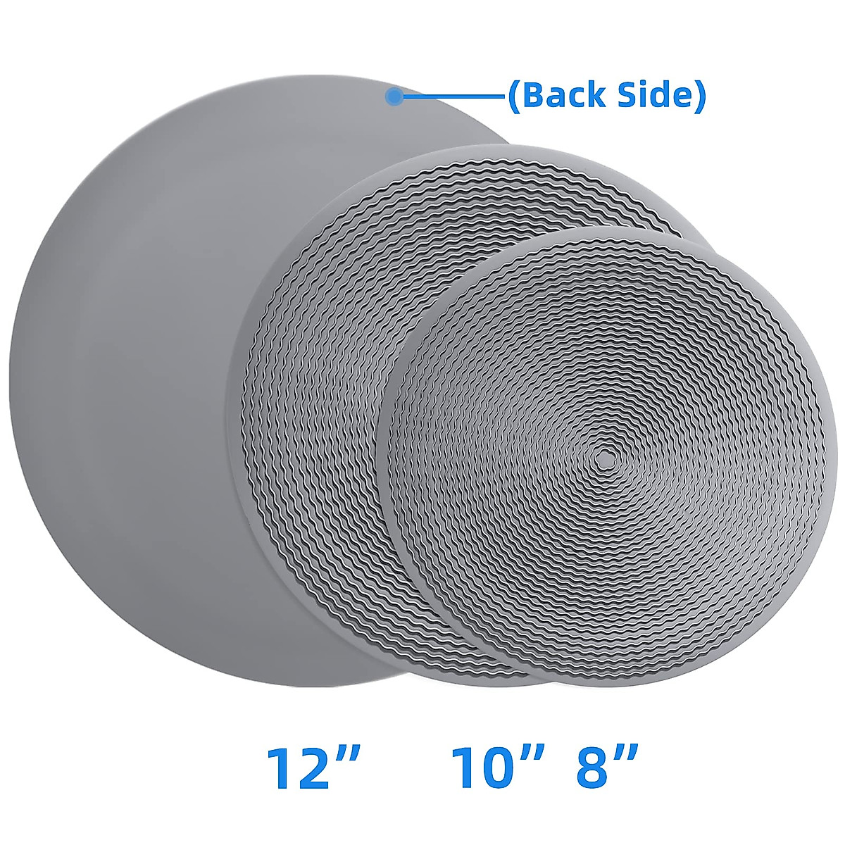 Stron-Dura 12 "10" 8" Microwave Mat, Multi Purpose Pot Holders,Trivets for Hot Dishes,Trivet, Drying Mat,Baking Mat,Place Mat,Utensils Rest,Food Safe Heat Resistant,Gray