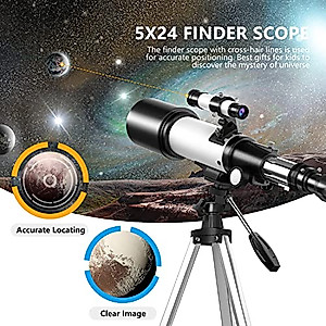 GEREFEREN Telescope for Astronomy Beginners (16X-120X), 70mm Aperture Fully Multi-Coated Refractor Telescopes for Adults & Kids with AZ Mount Tripod Phone Adapter & Carrying Bag