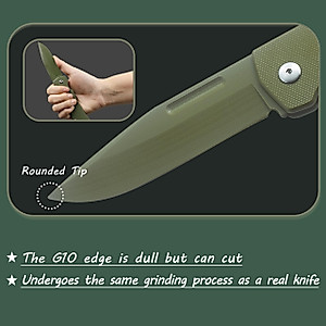 JIN Alpha G10 Kids Friendly Knife Toy Knives Fake DIY Knife Kit Dull Blade Safety Knife for Child, OD Green G10 Blade & Handle