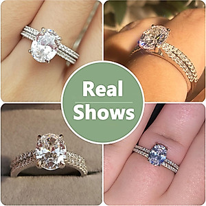 Newshe Jewellery Engagement Rings for Women Wedding Ring Set AAAAA Cz Solitaire Sterling Silver Oval 2.2Ct Size 6