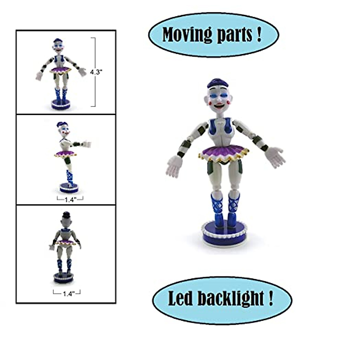 Toysvill FNAF Action Figures Sister Location (Set of 5 pcs), More Than 5 inches [Funtime Freddy Bear, Circus Baby, Ennard, Ballora, Funtime Foxy], Fun Action Simulator