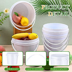 Yaomiao 10 Pcs 1 Gallon Bucket White Plastic Bucket Without Lids Paint Buckets Pails Paint Cans Storage with Handle Bucket Pail Container for Multipurpose Household Crafts Projects(1 Gallon)