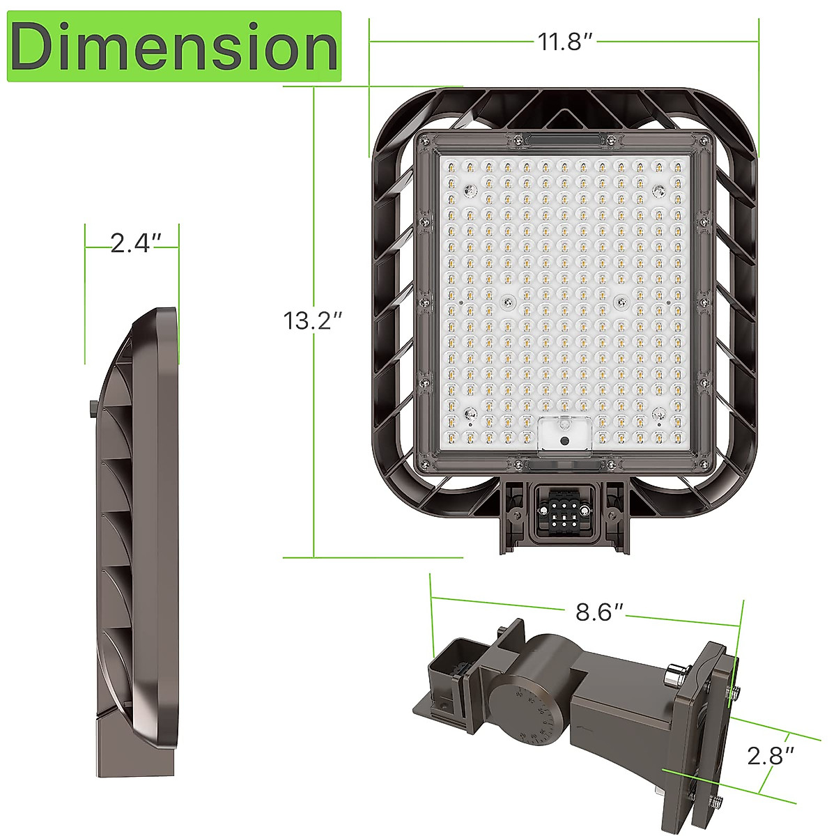 Glitgate 200W LED Parking Lot Light, 30000LM 5000K Dusk to Dawn Photocell Street Light,Adjustable Arm Mount IP65 Waterproof Commercial Area Security Light for Parking Lot, Street, Roadway