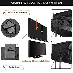 Outdoor TV Cover 52-55 Inch with Clear Scratch Resistant Front Flap + Bottom Cover, HOMEYA 600D Weatherproof & Waterproof TV Screen Protector, Fits Most TV Mounts Stands with Remote Controller Pocket