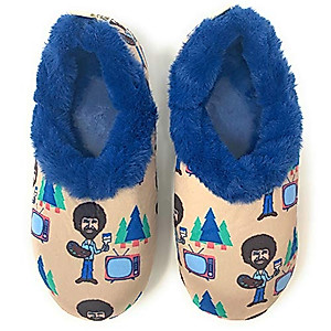 JYinstyle Women's Fuzzy Plush Non-Slip Slippers Cozy House Slippers Bob Ross Clolor Indoor 9-10 size Shoes