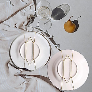 DUNPUTE 10 Pack Plate Hangers, Invisible Plate Hangers Golden Stainless Decorative Wire Plate Hangers for Decorative Plates and Antique Plates (Gold, 8 Inch)
