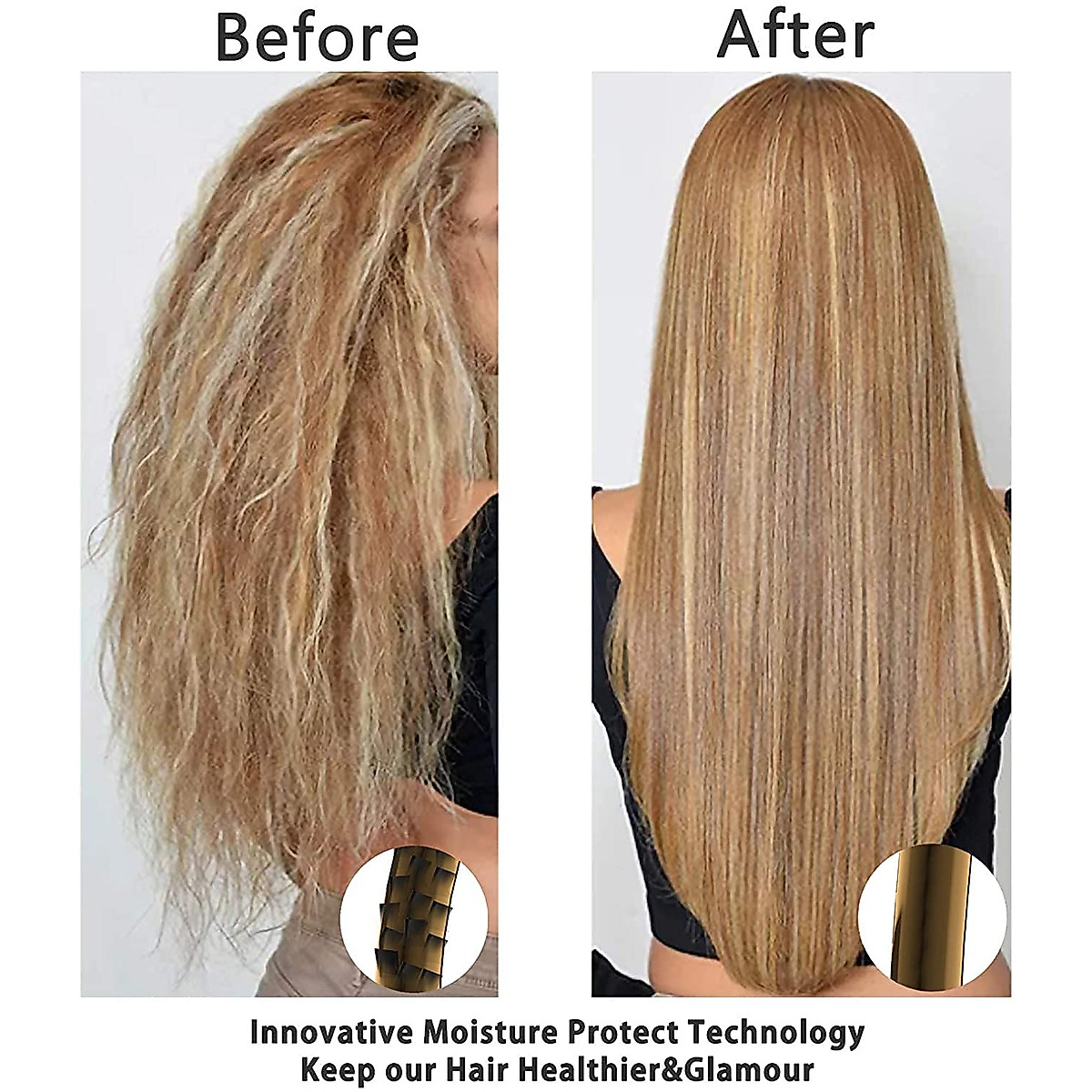 Hair Straightener Brush,Ocaliss Heated Ionic Hair Straightening Brush Flat Iron for Smooth Frizz-Free Silky Hair with 20S Fast Heating, 3 Temp Settings, Anti-Scald Hot Brush for Styling