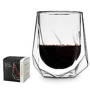 Viski Alchemi Aerating Wine Tasting Tumbler, Double Walled Specialty Clear Glass, Dishwasher Safe, 8 Oz, Set of 1