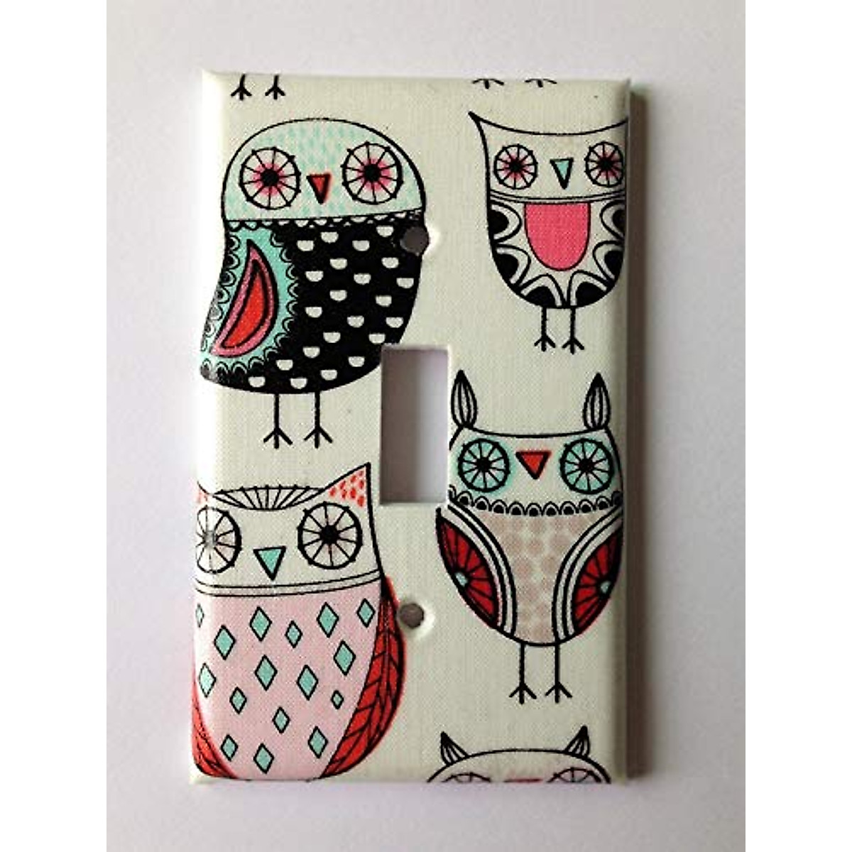 Turquoise And Coral Owls Light Switch Plate Cover Various Sizes Offered
