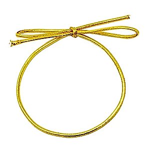 Mandala Crafts 10 Inches Gold Stretch Loops with Pre-Tied Bows from Elastic Ribbon - Metallic String Elastic Bows for GIF Boxes Tags Gift Wrapping Pack of 100