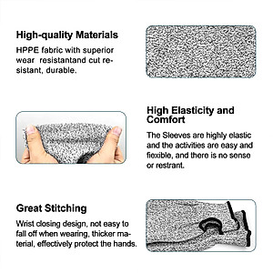 DEYAN Cut Resistant Sleeves, Level 5 Arm Protection Sleeves with Thumb Hole, 18 inch Extra Long Arm Protectors, Slash Resistant Safety Arm Guard for Garden Farm Yard Working, 1 Pair (Grey)