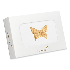 Papyrus Blank Cards with Envelopes, Gold Butterfly (16-Count)