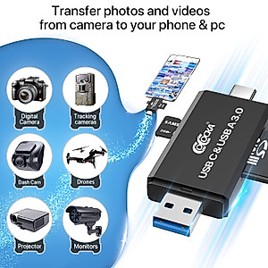COCOCKA USB 3.0 SD and USB C Flash Memory Card Reader, Camera SD Card Adapter Converter for SDXC SDHC SD MMC TF RS- MMC Micro SDCard and UHS-I Cards Windows Smartphone Computer Laptop