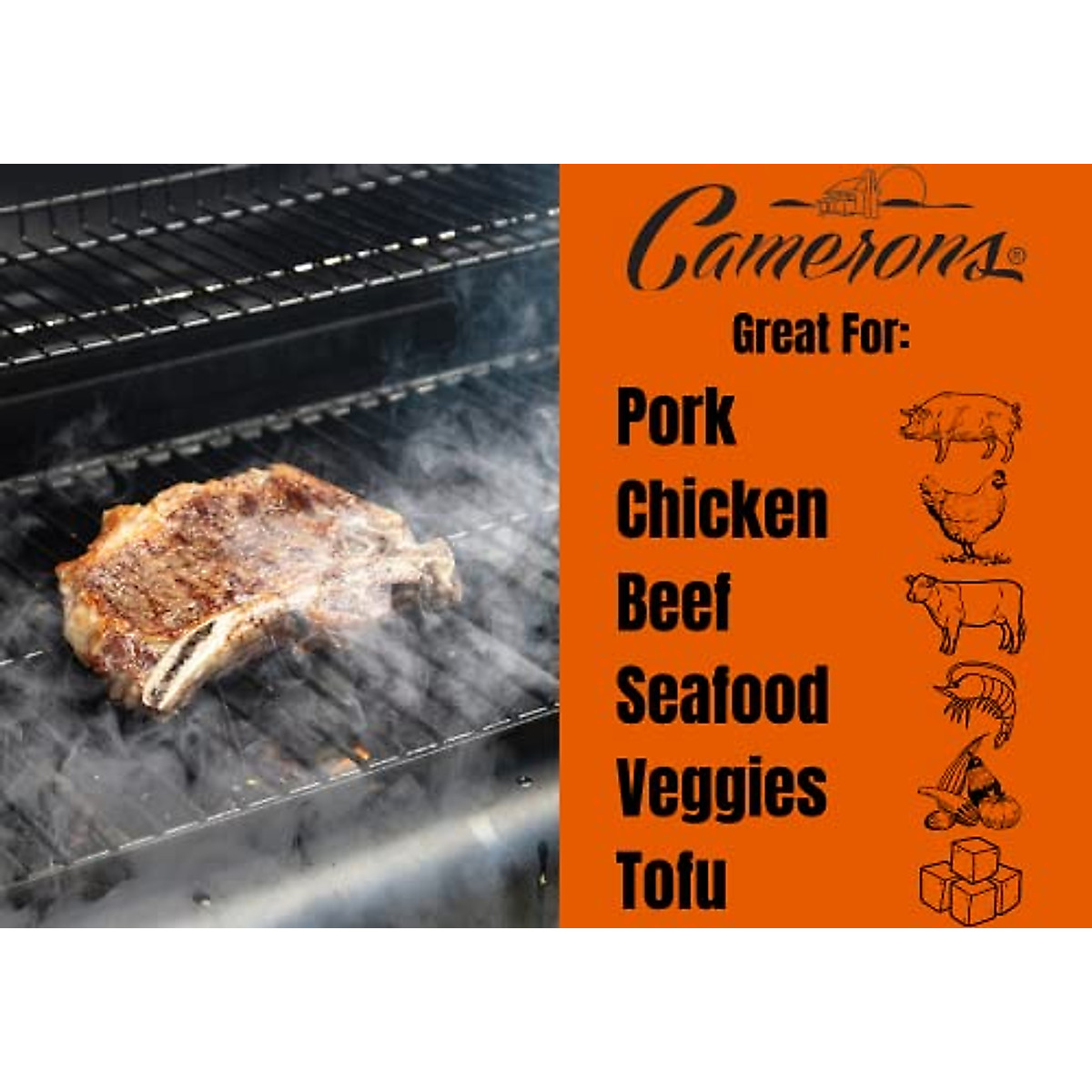 Camerons All Natural Apple Wood Chunks for Smoking Meat -840 Cu. In. Box, Approx 10 Pounds- Kiln Dried Large Cut BBQ Wood Chips for Smoker - Barbecue Chunks Smoker Accessories - Grilling Gifts for Men