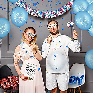 Roowest 51 Pcs Tie Your Shoe Baby Shower Game Woodland Safari Baby Shower Sign 50 Baby Latex Balloons Gender Reveal Party Favors Jungle Baby Shower Games for Boys Girls(Blue)