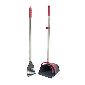 Petmate 71078 Clean Response Swivel Bin and Rake Solid Handle for Pets, Jumbo