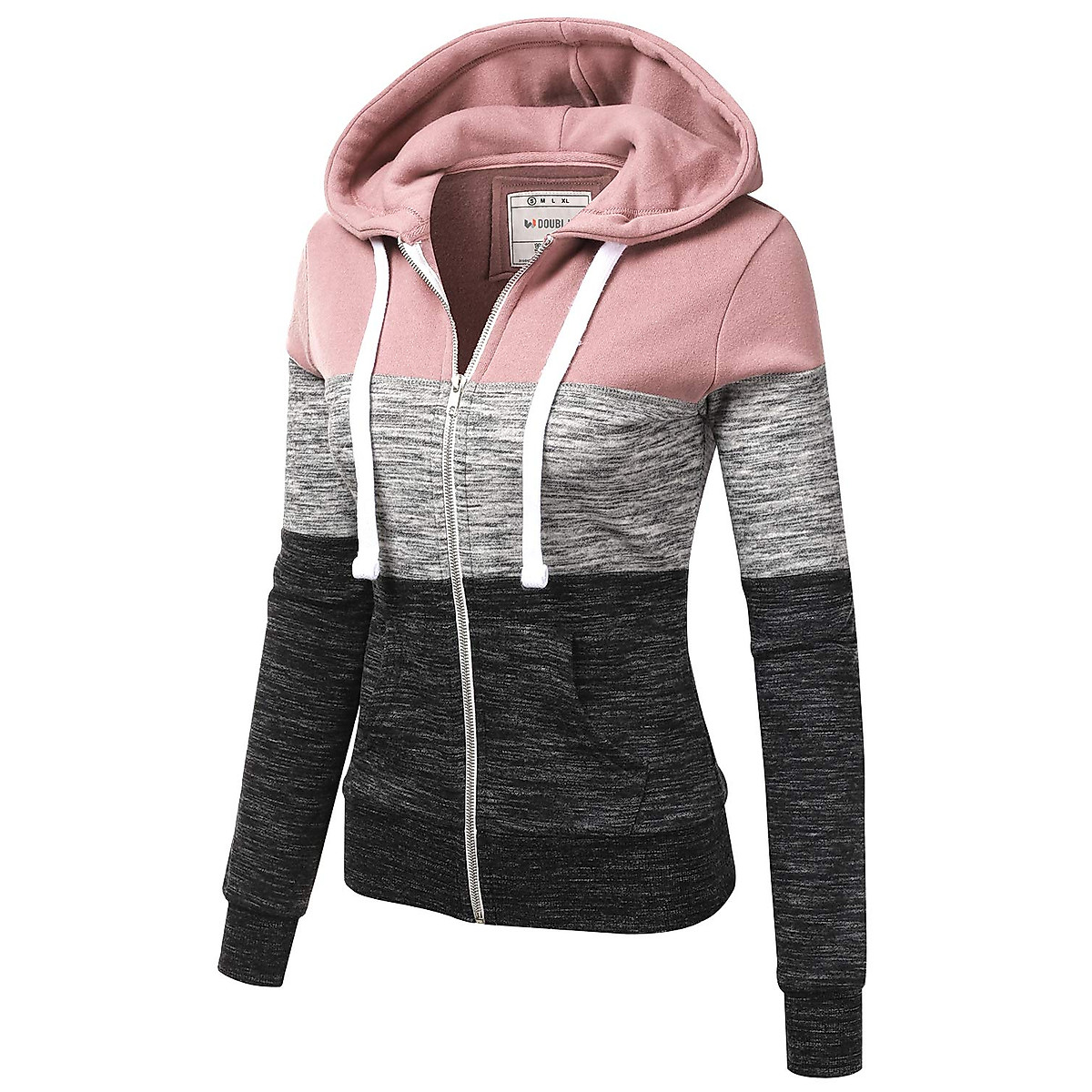 DOUBLJU Lightweight Thin Zip-Up Casual Hoodie Jackets for Womens with Plus Size