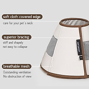 LAVAMOND Breathable Soft Dog Recovery Cone Collar After Surgery, Adjustable Lightweight Elizabethan Collar with Air Mesh for Cats, Protective Collar to Stop Licking for Puppy, Khaki, M