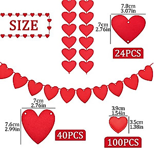 CRAFFANCY Love Decoration Set, Heart Sponge Petals Felt Heart Hanging String Heart Garland for Festival Party Valentine’s Day Decor