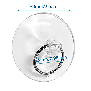 Piutouyar 12Pcs Suction Cup with Ring 2"/50mm Clear Key Ring Suction Cups Sucker for Window Kitchen Wall Hook Hanger