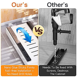 Pull Out Cabinet Organizer Fixed With Adhesive Nano Film,Heavy Duty Storage and Organization Slide Out Pantry Shelves Sliding Drawer Pantry Shelf for Kitchen 15.8"W x 16.9"D x 3.1"H(1PC)