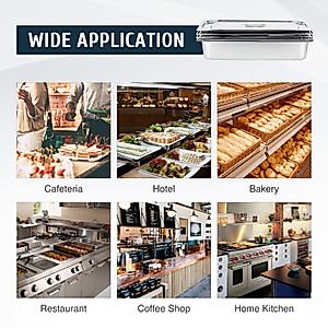 WILPREP 4 Pack Full Size Hotel Pan, 4" Deep Steam Table Pan with Lid 21" L x 12.8" W, Commercial Stainless Steel Anti Jam 14qt Hotel Pans with Lids