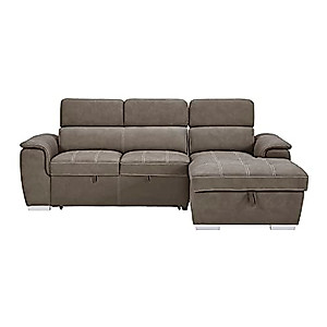 Lexicon Cheyenne Convertible Sectional Sofa Sleeper, Right Chaise, Taupe