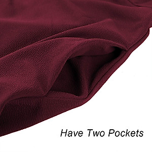 IHOT Wedding Guests Dress for Women Vintage Crew Neck Ruffle Sleeve Flared Casual Swing Church Party Date Night Bridemaid Cocktail Dresses with Pockets Wine Red Medium