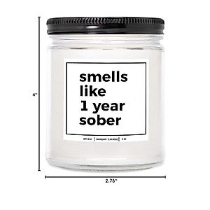 YouNique Designs Smells Like 1 Year Sober Candle - Cool Sobriety Gifts for Men, Women, One Year Sober Gifts for Men, Women, Sobriety Anniversary Candle, 1 Year Sobriety Gifts (Mahogany Teakwood)