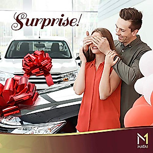 Mata1 Huge Car Bow (Red, 18 inch) Big Gift Wrapping Bow for Large Gift Decoration, Giant Indoor/Outdoor Bow with 20 Loops and 4 Stickers (No Magnets That Scratch)