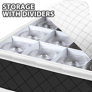 Xmasorme Wine Glass Storage Boxes with Dividers 2 pack, China Storage Containers Chest,Holds 12 Wine Glass or Crystal Glassware with Dividers and Label Window for Moving,Picnic(Black)