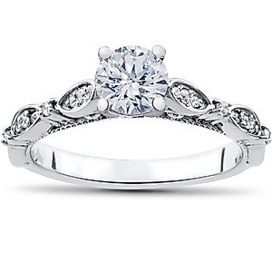 P3 POMPEII3 1 ct Vintage Diamond Engagement Ring & Matching Wedding Band Set 14k White Gold - Size 5.5