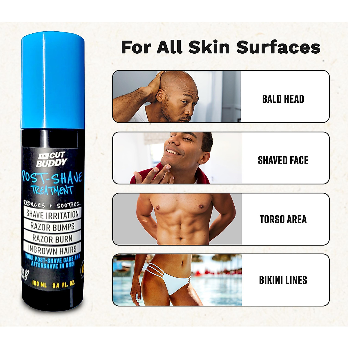 The Cut Buddy After Shave Spray for Men & Women, Helps Alleviate Ingrown Hairs & Discomfort from Shaving, Citrus + Willow Bark Scent, 3.4 Fl Oz