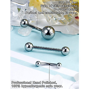 Heienngy Piercing Kit Stainless Steel Eyebrow Rings,Horseshoe Ring,Industrial Piercing Jewelry,Belly Button Ring,Lip Rings,Earrings,Nipple Rings,Tongue Rings For Women men 14G 16G Piercing Needles