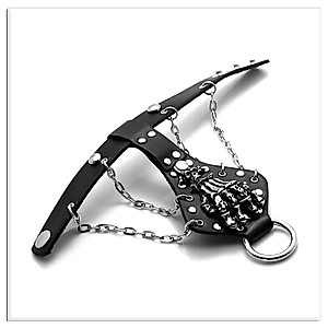 Xusamss Punk Rock Alloy Skull Hand Rivet Chain Cuff Bracelet,7"-8"