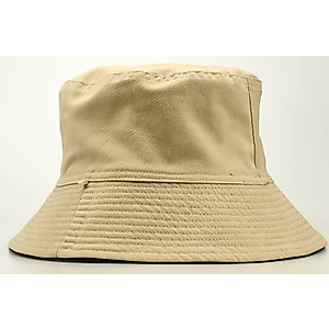 MUNULA Extra Large Bucket Hats XXL Hats for Men Big Head Oversized Cotton Reversible Unisex Fishing Hat 23.6"-25.6" Outdoor (Black/Khaki)