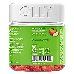 OLLY Metabolism Gummy Rings, Apple Cider Vinegar, Vitamin B12, Chromium, Energy and Digestive Health, Chewable Supplement, Apple Flavor - 30 Count