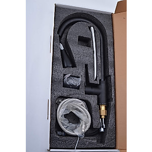 Klabb 8008 Kitchen Faucet Matte Black Single Handle Brass Pull Out Kitchen Faucet with Sprayer with Desk Plate