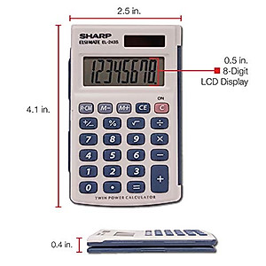 Sharp Electronics 8-Digit Twin Powered Calculator (EL-243S/EL-243SB)