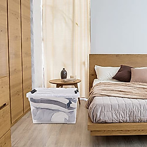 Afromy 4-Pack 35 Quart Plastic Storage Bins with Lid, Latching Stackable Utility Tote, Clear