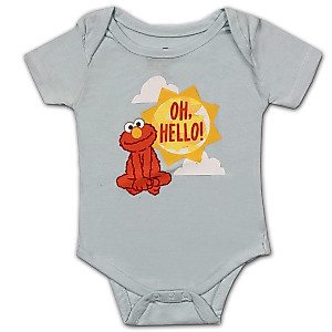 Sesame Street Baby Boy Elmo 3 Pack Short Sleeve Baby Bodysuit – White/Grey/Red