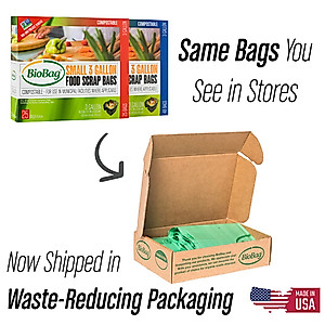 BioBag (USA), The Original Compostable Bag, 3 Gallon, 100 Total Count, 100% Certified Compostable Kitchen Food Scrap Bags, Kitchen Compost Bin Compatible